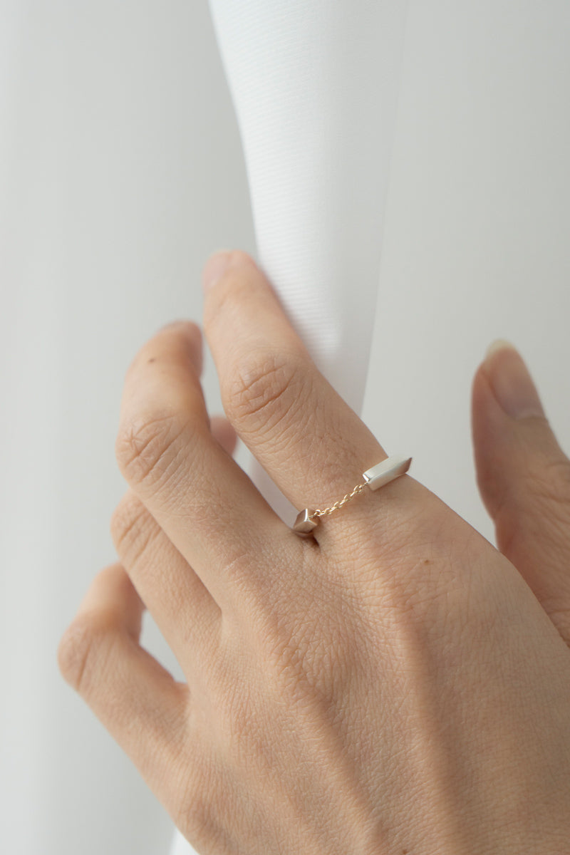 simmon Basic Rhombus & Chain ring /Silver – patchouli